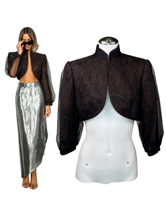 Badgley Mischka | Jackets & Coats | Badgley Mischka Brown Cropped ...